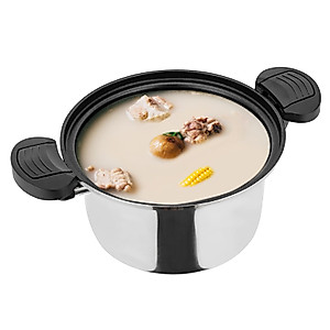 Pressure Cooker,1.8L/0.48gal Stainless Steel Pressure Pot,Non-stick Micro Pressure Soup Pot w/Clear Lid and Non-slip Handles for Boiling&Stewing on Various Stoves,33.5*19.5cm/13.19*7.68in,Silver Round