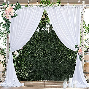 CO-AVE White Backdrop Curtain for Parties 10x7ft Wrinkle Free Wedding Baby Shower Curtain Backdrop for Birthday Party Background Decorations White Chiffon Fabric Drapes 5x7ft, 2 Panels