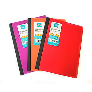 Pen + Gear Poly Composition Notebook, College Ruled, 80 Sheet - Pack of 3- Orange, Red, Purple