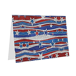 MQGMZ Patriotic Stars Strips Independence Day Print Holiday Greeting Cards Blank Note Cards With Envelopes For All Occasions Birthdays