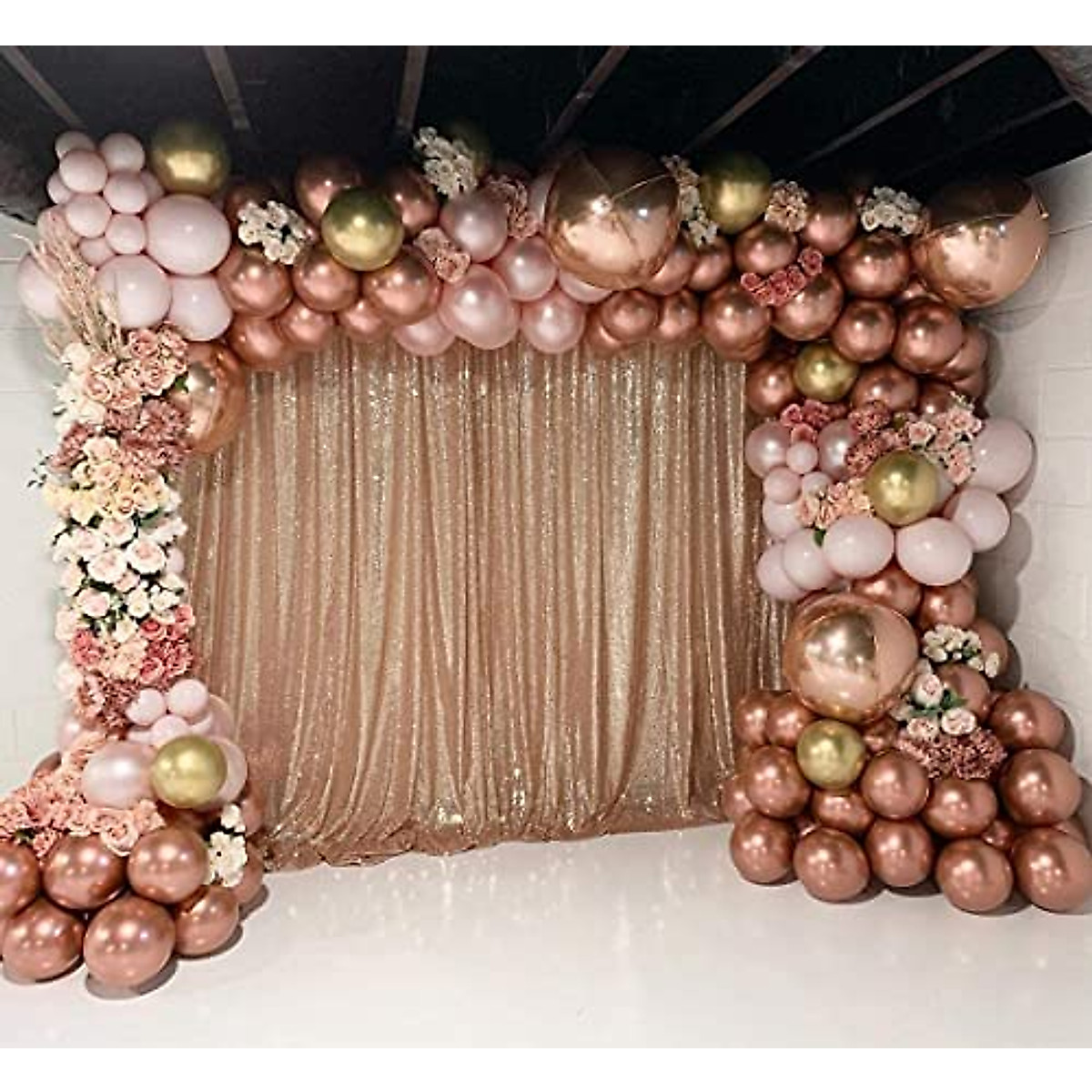 Rose Gold Balloons 92pcs Metallic Rose Gold Balloon Garland Arch Kit 5/10/12/18 Inch Different Sizes Rose Gold Latex Balloon For Wedding Girls Engagement Birthday Bachelorette Party Decorations