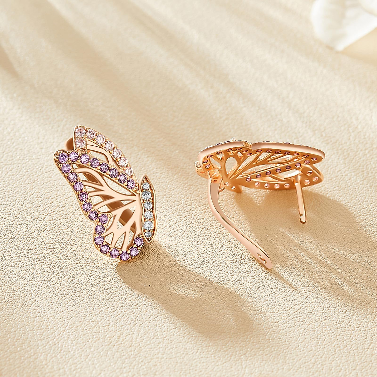 Gold Earrings for Women Trendy, Butterfly Earrings for Women Gold Hoop Earrings Gold Butterfly Earrings Hypoallergenic Stud