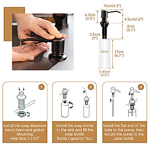 APPASO Oil Rubbed Bronze Kitchen Faucet, Stainless Steel Kitchen Faucet with Soap Dispenser and Pull Down Sprayer, High Arch Faucet Kitchen Bronze for 1 or 2 Hole Sink Without Deck Plate