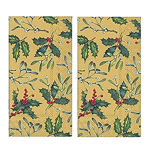 Christmas Hand Towels Sets: Quality Disposable Paper Hand Towels Featuring Beautiful Holiday Themes - 32 Total Holiday Guest Towels Per Set (Esther Gold)