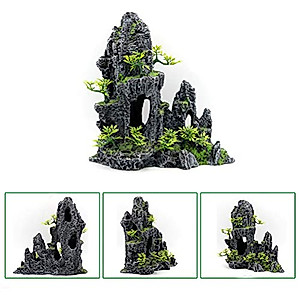 balacoo Aquarium Mountain View Stone Ornament Tree Rock Cave Fish Tank Decoration Fish Hiding Cave