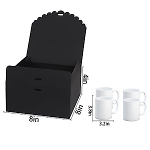 10 PCS Gift Boxes with Lids, 8x8x4 inches Cardboard Gift Boxes, Black Gift Boxes with Ribbon, Paper Gift Boxes for Present Wedding, Mother's Day Packaging, Birthday, Crafting, Party, Cupcake (Black)