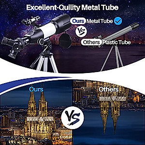 Telescopes for Adults Astronomy,70mm Aperture 400mm AZ Mount Telescope for Kids Beginners,Upgraded 3 Kellner Eyepieces,Refractor Telescope with Adjustable Tripod,Backpack and Phone Adapter