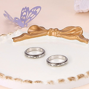 Ladytree Christian S925 Sterling Silver Spinner Ring for Anxiety Inspirational Ring Fidget Worry Relieving Boredom ADHD Autism Band for Women Size 6