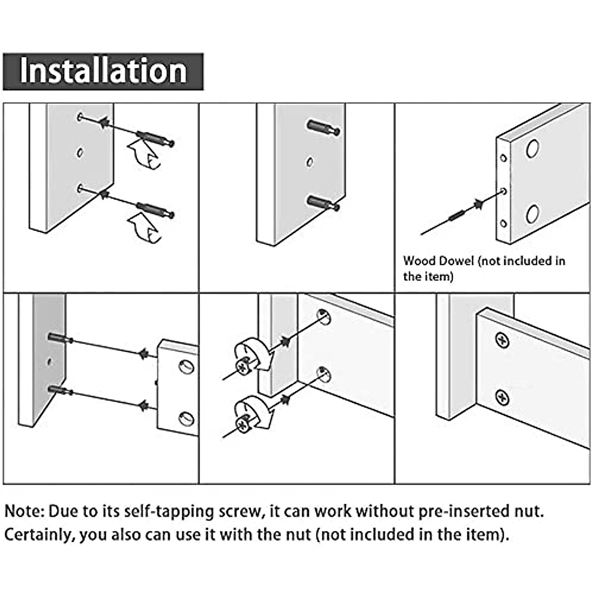 Furniture Cabinet Connector or Desk Top Fastener Hardware Nuts Dowel Bolts Screw with Fluted Wood Dowel Pins,for Wardrobe Door Movers Broke Repair Replacement Locking Connecting 100 Pack(25 Set)