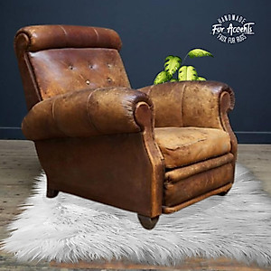 Fur Accents Luxury, Icelandic Sheepskin, Faux Fur Rectangle Area Rug - Natural Look and Feel - Long Hair Shag - Pelt Rug - Designer Art Rugs Handmade to Order USA (5'x6', White)