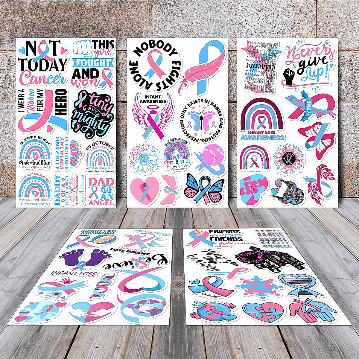 50 Pack Pcs Pregnancy and Infant Loss Awareness Stickers for Water Bottles Waterproof Vinyl Laptop Helmet Inspirational Sticker Packs Bulk Set Adults Women Aesthetic Small Decals