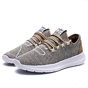 KEEZMZ Men's Running Shoes Fashion Breathable Sneakers Mesh Soft Sole Casual Athletic Lightweight (13, Beige)