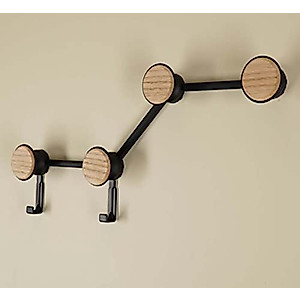 TidyHangers Clothes Hooks for Wall Indoor Coat Rack Hanger Creative Pack. Wall Hooks for Clothes & Knobs with Hanger in Oak. Hall Tree for Doorways, Hallways.