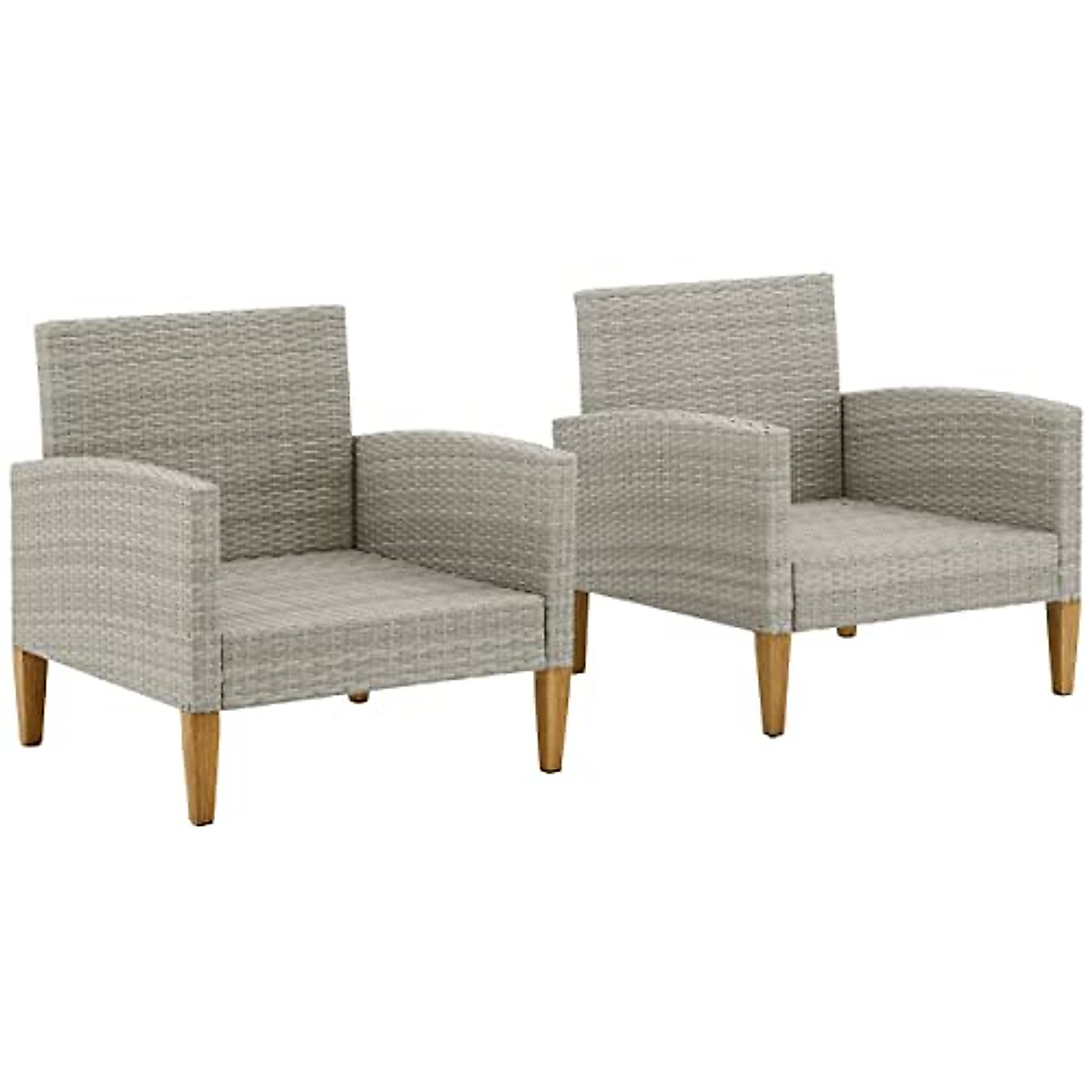 Crosley Furniture CO7168-GY Capella Outdoor Wicker 2-Piece Armchair Set, Acorn with Gray Cushions
