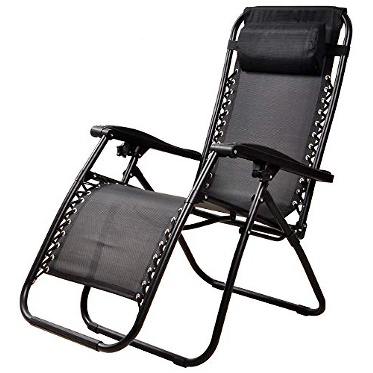 Elevon Adjustable Zero Gravity Lounge Chair Recliners for Patio, Black, 2-Pack