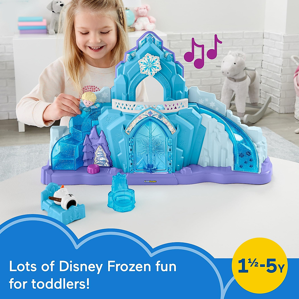 Fisher-Price Little People Toddler Toy Disney Frozen Elsa’s Ice Palace Musical Playset with Figures for Pretend Play Kids Ages 18+ Months​