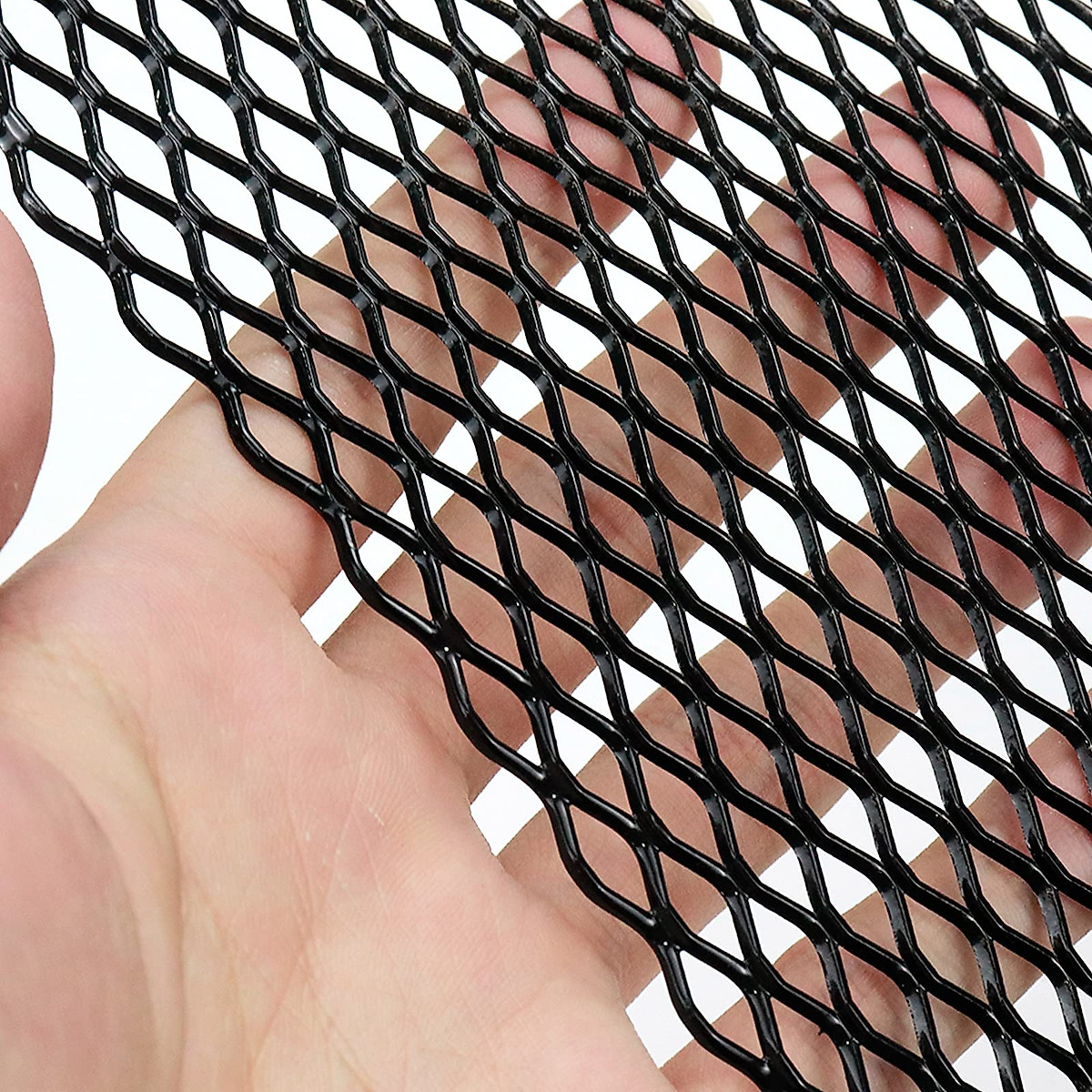 Modengzhe 40 x 13 inch Car Grill Mesh Sheet, Black Painted Aluminum Alloy Multifunctional Grille Mesh Roll, 6 x 12 mm Hexagon-Shape Grids