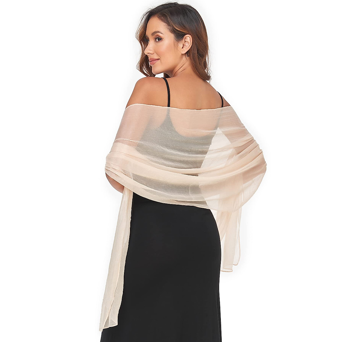 SURVODJA Women Shawls and Wraps for Evening Dress Lightweight Scarf Wedding Guest Shawl Wrap Bridesmaid Scarves(Champagne,79''×18'’)