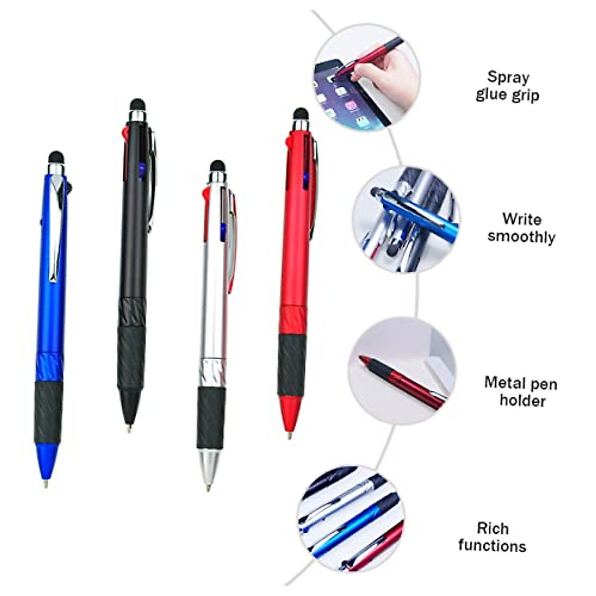 STOBOK Conference Pens 8 Pcs 1 Set Multifunction Stylus Touch Stationery Touch Stylus Pen Pens Multicolor Ballpoint Pens Black Smart Phone Stylus Pen Meeting Pens Ball 3-Color Ball Pens