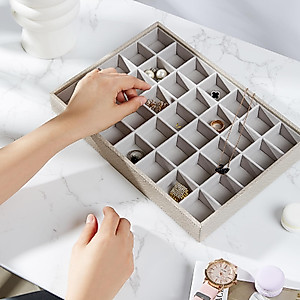 VEE&CO. Stackable Jewelry Organizer Trays for Drawers, Jewelry Drawer Inserts Container Display Case Storage for Earring Necklace Rings Bracelet with Removable Dividers