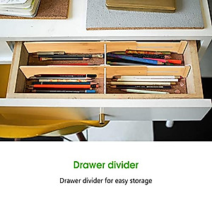 Diosbles 6 Pack Bamboo Drawer Dividers, Adjustable Kitchen Drawer Divider, Expandable Drawer Organizer Kitchen Utensils, Spring Loaded Drawer Organizers for Clothing (2.36" High, 13.86"-18.9")
