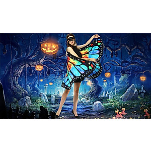 Shireake Baby Halloween/Party Costumes,Double-Sided Printing Fabric Butterfly Wings for Women,Butterfly Fairy Ladies Costume (147 x70 CM, Mutlicolor)