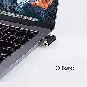 VCE 3.5mm Audio Adapter 90 Degree 5-Pack, Right Angle Adapter Male to Female Gold-Plated Stereo Jack Adapter