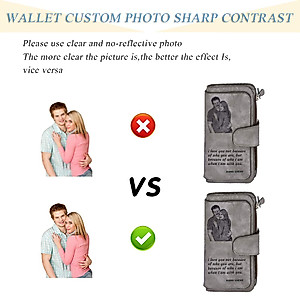 DEABOLAR Women Custom Wallet Personalized Leather Wallet Girlfriend Gift Ladies Wallet (Gray)