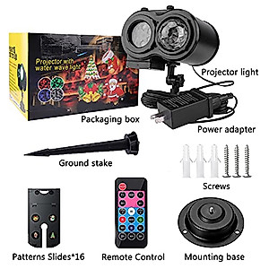 Christmas Projector Lights Outdoor Holiday Projector Light LED Christmas Projector Snowflake Projector Light with Remote Control Timer for Indoor Halloween Party Home Garden