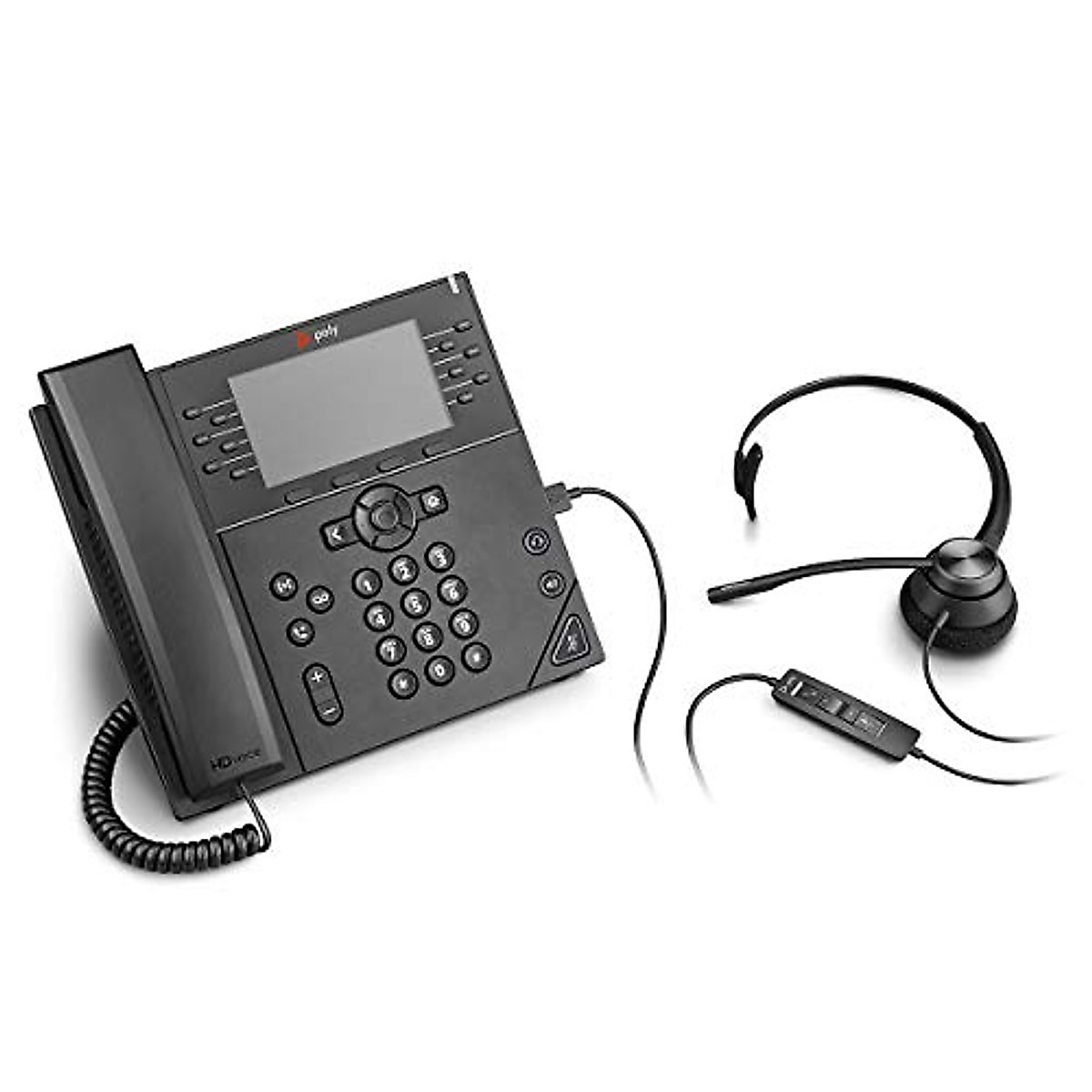 Poly - VVX 450 Business IP Phone (Polycom) - 12-Line, Color IP Desk Phone with Handset - POE - 4.3" Color LCD Display