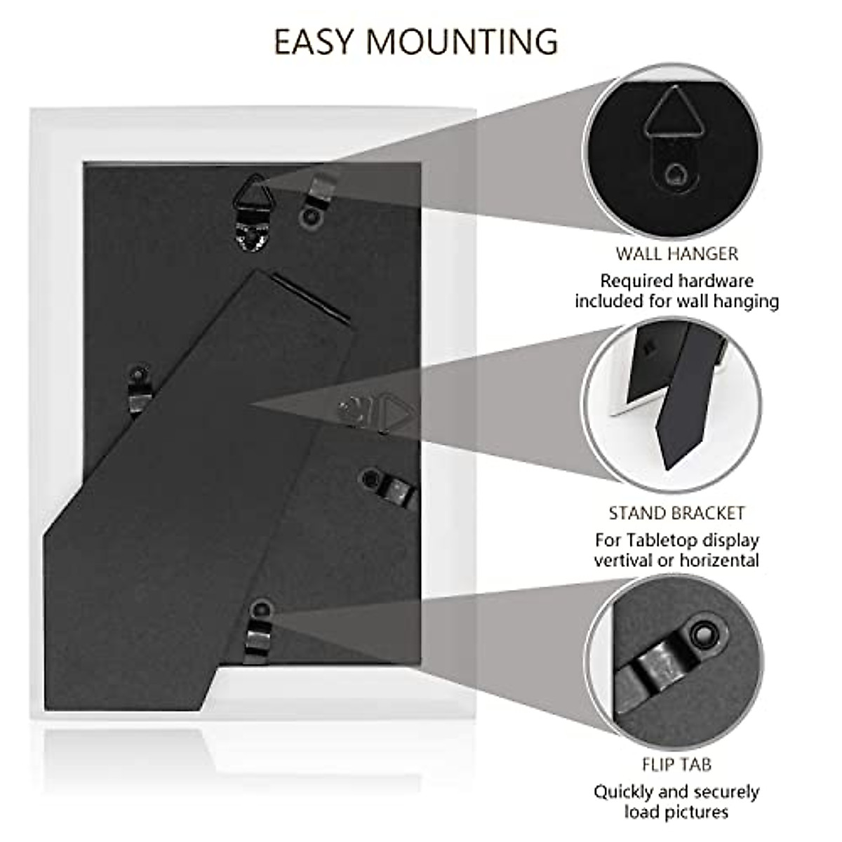 5x7 White Picture Frames Set of 2, Solid Wood Photo Frame with High Definition Glass, Rustic Simple Classic Handmade Wooden Frames for Wall Gallery Mounting or Table Top Display Decoration