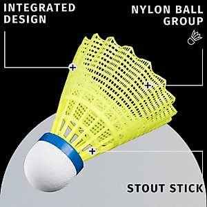 TEOZZO Badminton Birdies Shuttlecocks Nylon Pack of 12 Stable and Sturdy High Speed Shuttles for Indoor and Outdoor Training Sports