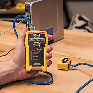 Klein Tools VDV026-813 RJ45 Ethernet Cable Tester and Crimper Kit, Pass-Thru Technology, Includes Connectors for Cat5e / CAT6 Data Applications, Pack of 50