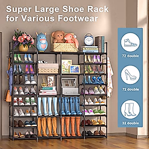 Huolewa Large Shoe Rack Storage Organizer, 4 Row/3 Row 9 Tier Large Shoes Rack for Entryway Closet, Free Standing Shoes Shelf Stand