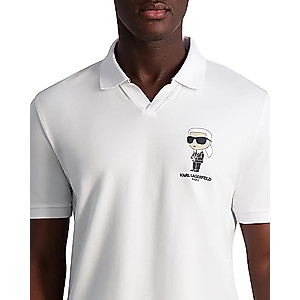 Karl Lagerfeld Paris Men's Casual Short Sleeve Collared Polo, White