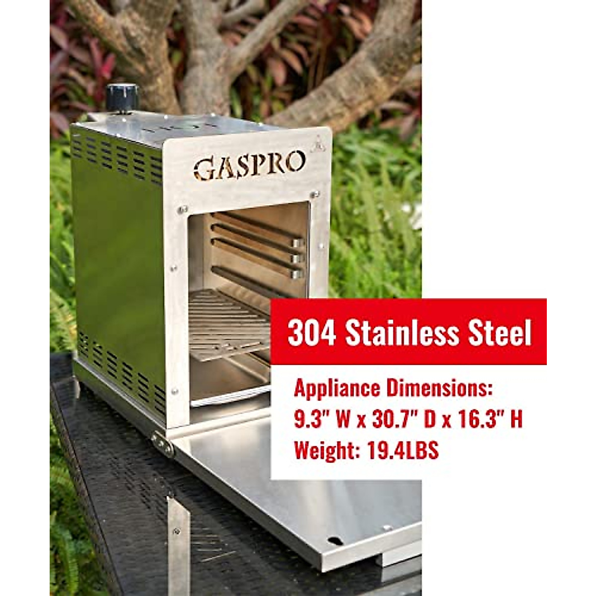 GASPRO 1500℉ Quick Cooking Propane Infrared Steak Grill with Foldable Dustproof Panel, 304 Stainless Steel