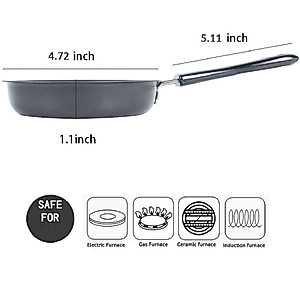 FveBzem Nonstick Frying Pan Round Egg Pan One Egg Fry Pan Egg Pancake Maker Omelet Mini Dishwasher Safe Cookware Small Egg Skillet, PFOA Free, 4.72 Inch(12cm)