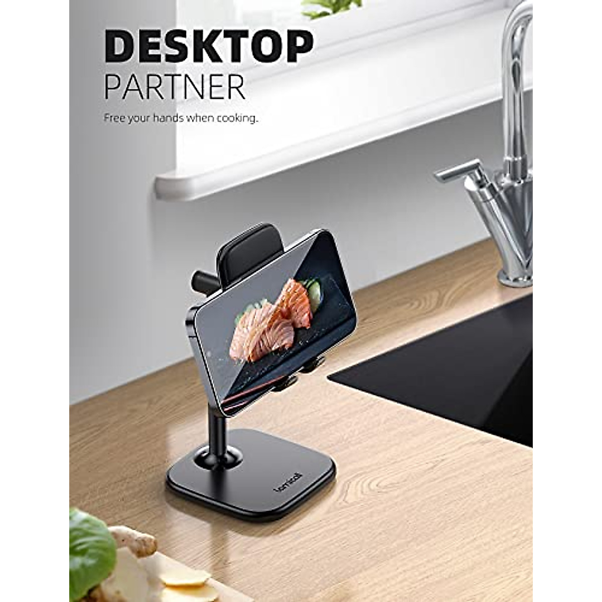 Lamicall Cell Phone Stand for Desk - Adjustable Mobile Phone Holder Dock for Table, Desktop, Office, Compatible with iPhone 13 12 11 X Xr Pro Max 8 7 6 Plus, iPad Mini, 4-10'' Cellphone and Tablets