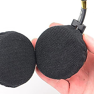 CactusAngui Ear Cushion Cover Knitted Comfortable Fabric Headphone Protector Breathable Portable Large Black