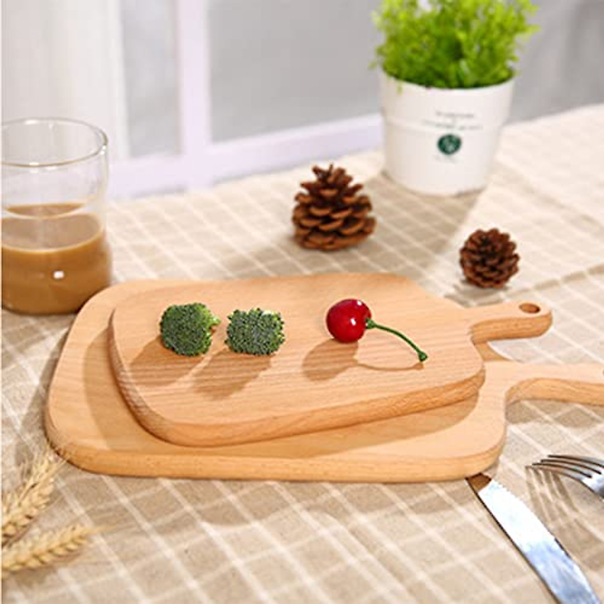 2Pcs Log Cutting Board,Household Solid Wood Cutting Board Cutting Fruit Cutting Board Kitchen (B-Set)