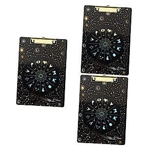 3pcs Portable Clip Document Fashion Paper Exam Low Convenient Pattern Practical Storage Teacher for Office Board Writing Decorative Clipboards with File