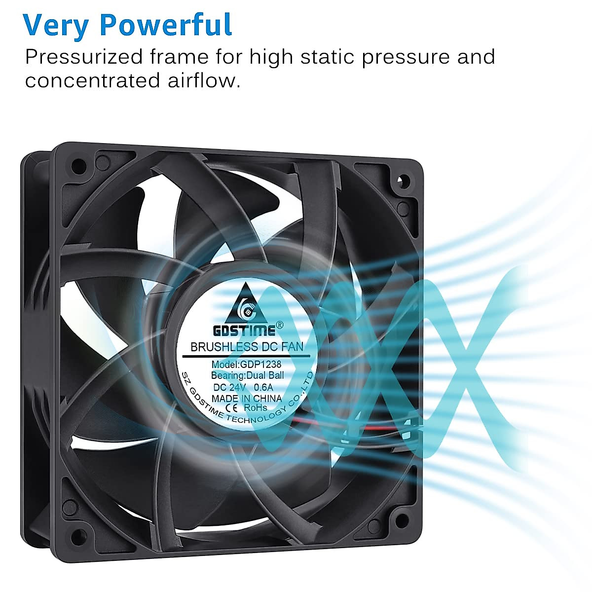 GDSTIME High Airflow 24V 120mm x 120mm x 38mm Dual Ball Bearing 5 Inch Brushless Cooling Fan