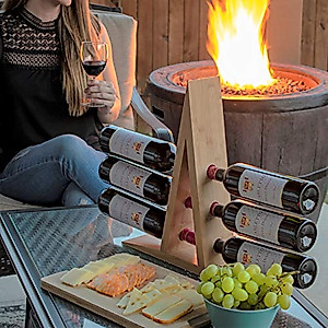 Wine Racks Countertop - 6 Bottle, Bamboo, Wine Bottle Holder for Small Spaces, Kitchen, Bar, Cabinet | Small Free Standing Wine Rack. Minimal Assembly Required