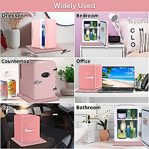SUNICO Portable Mini Fridge Mat, 14x10 in Retro Compact Refrigerator Mat, Diatomite Quick Drying Mat, Non-slip Skincare Fridge Pad for Bedroom, Office, Countertop, Easy to Clean, Pink