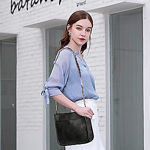 MONQiQi Crossbody Bag Purses for Women Designer Leather Purse,Crossbody Purse with 2 Adjustable Guitar Strap for Work Travel