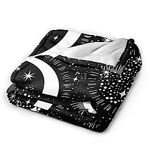 Super Soft Witch Goth Gothic Witchy Flannel Fleece Blanket Moon and Sun Throw Blanket Warm Cozy Fleece Blanket for Bed, Sofa, Couch, Travel Blanket