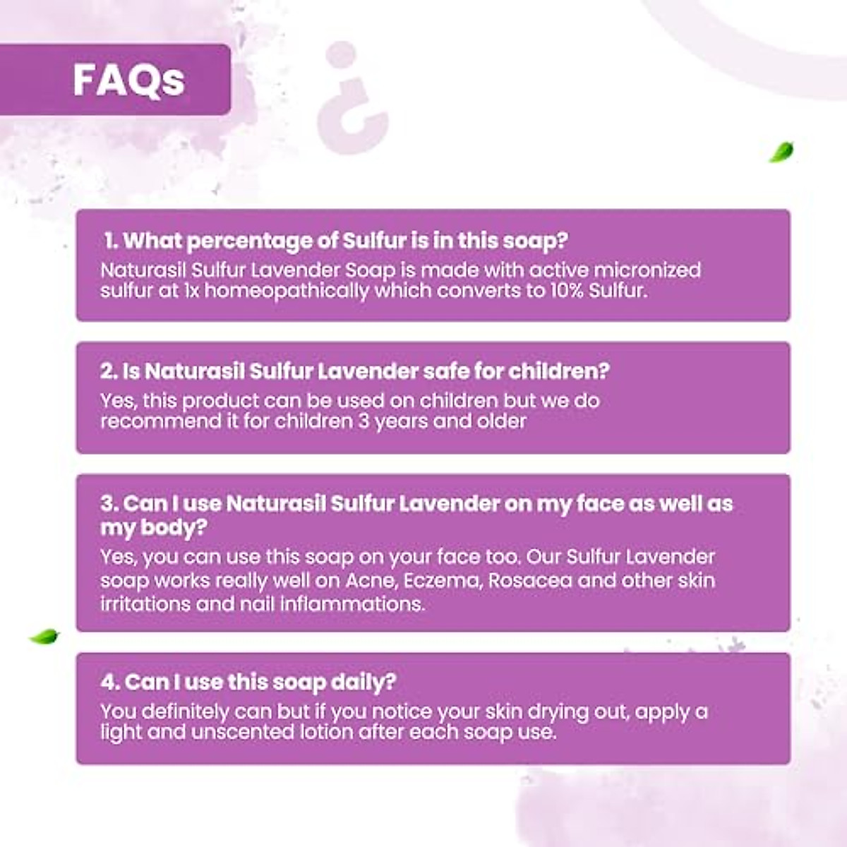 Naturasil 10% Sulfur Lavender Soap Bar Natural Skin Treatment for Acne, Bug Bites, Warts Treatment, Viral Bumps, Nodes & Itching | for Kids & Adults |113 grams