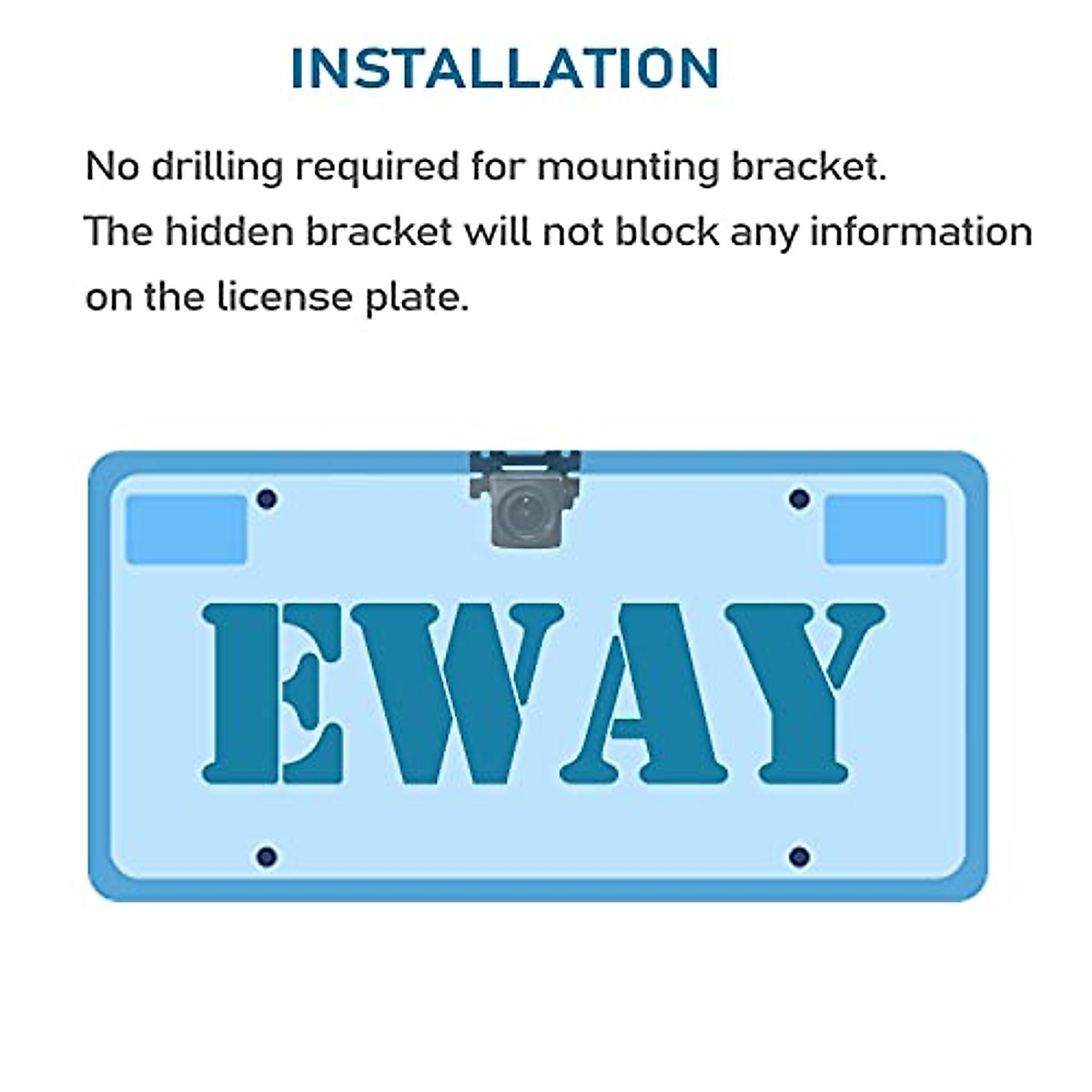 EWAY Universal Car Backup Front View Camera License Plate Rear View Reversing Camera Kit for Vehicle Pickup Truck Van SUV RV