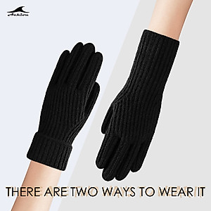 Achiou Winter Knit Gloves for Men Women, Touch Screen Texting Gloves, Warm Knitted Glove for Outdoor Soft Elastic Lining