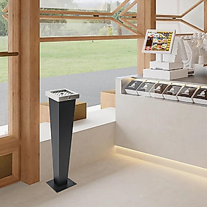 AIWFL Commercial Trash Receptacle Outdoor Trash Can Stainless Steel Garbage Can Black Ash Bin with Inner Bucket for Office Hotel Patio Backyard Restaurants